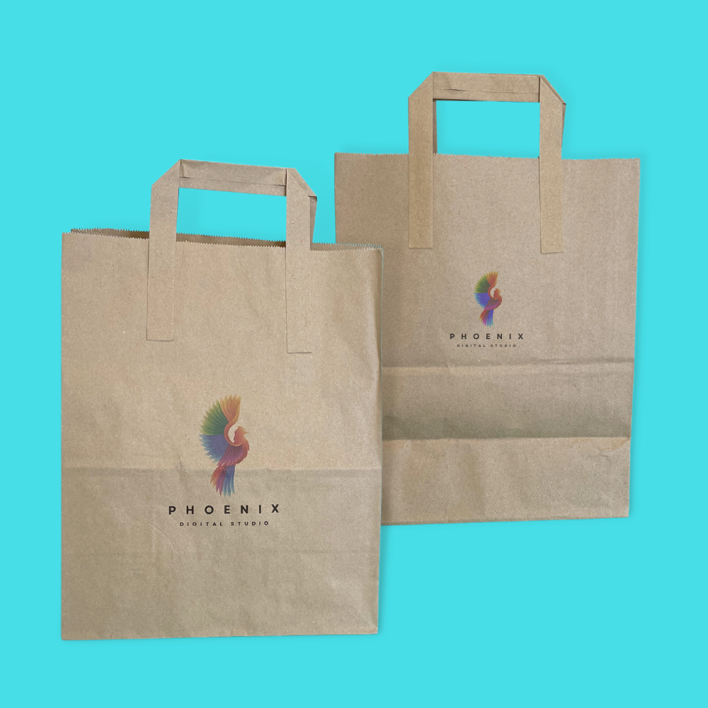 Fast Printed Single Sample Of Brown Tape Handle Paper Carrier Bags