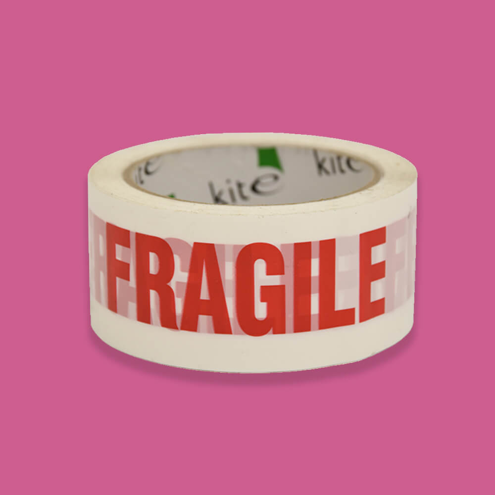 White & Red 'Fragile' Packing Warning Tape - 48mm x 66m | Rolls of 6 ...